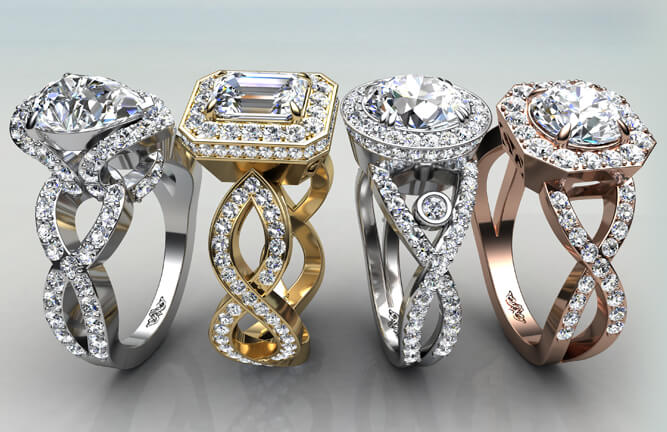 100% Natural Diamonds, Engagement Ring, Wedding Bands