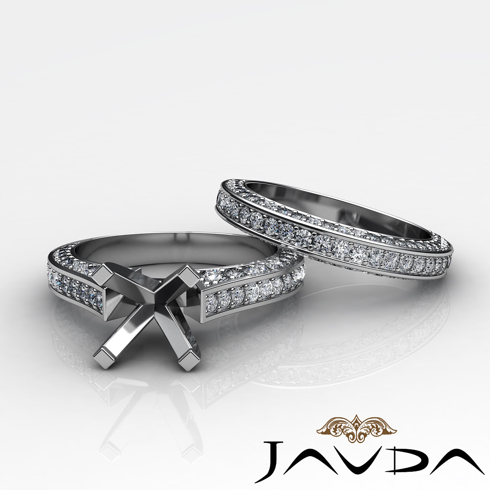2.2Ct Diamond Wedding Bridal Set 14K White Gold Round Semi Mount ...
