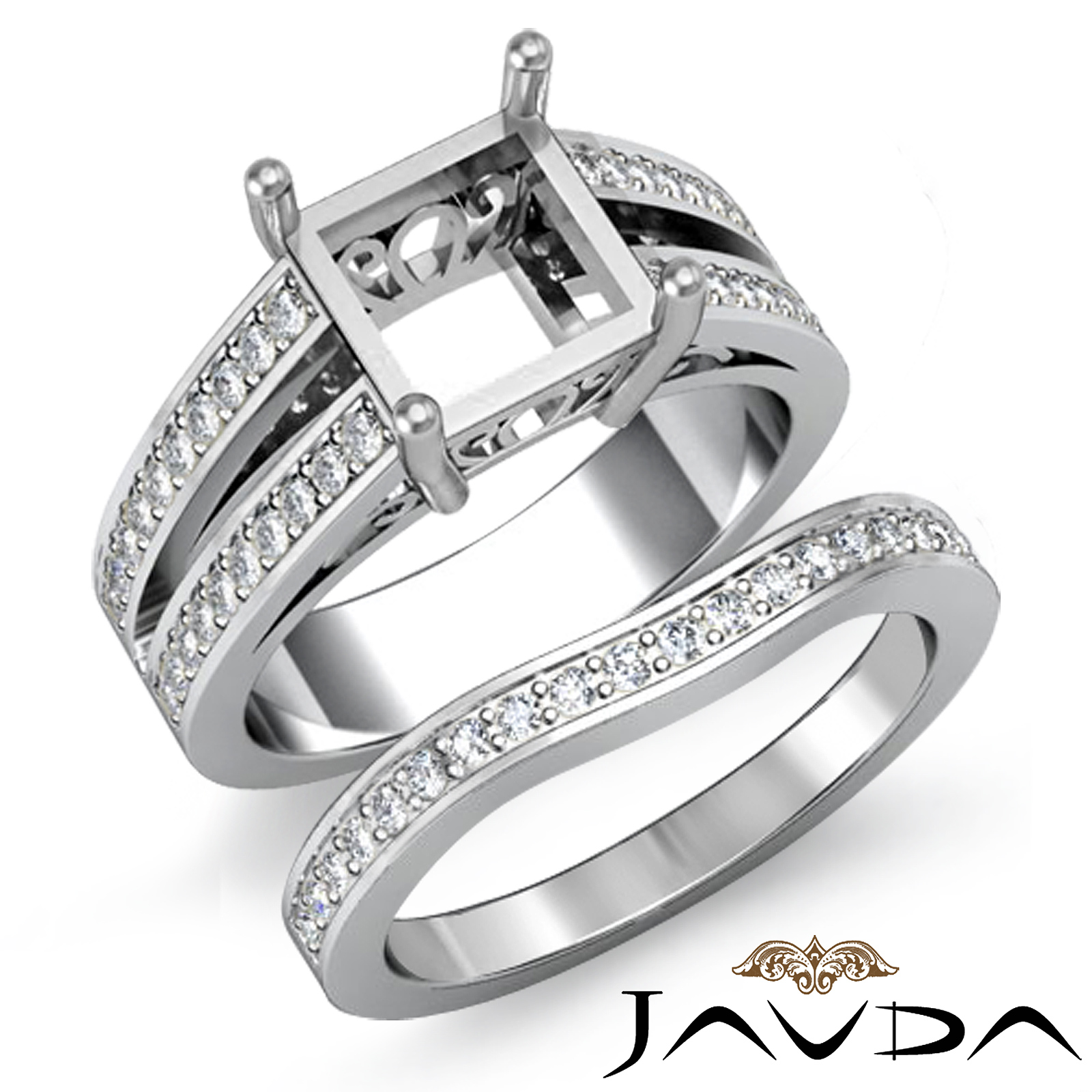 1.25Ct Diamond Engagement Ring Bridal Setting 14K White Gold Princess ...