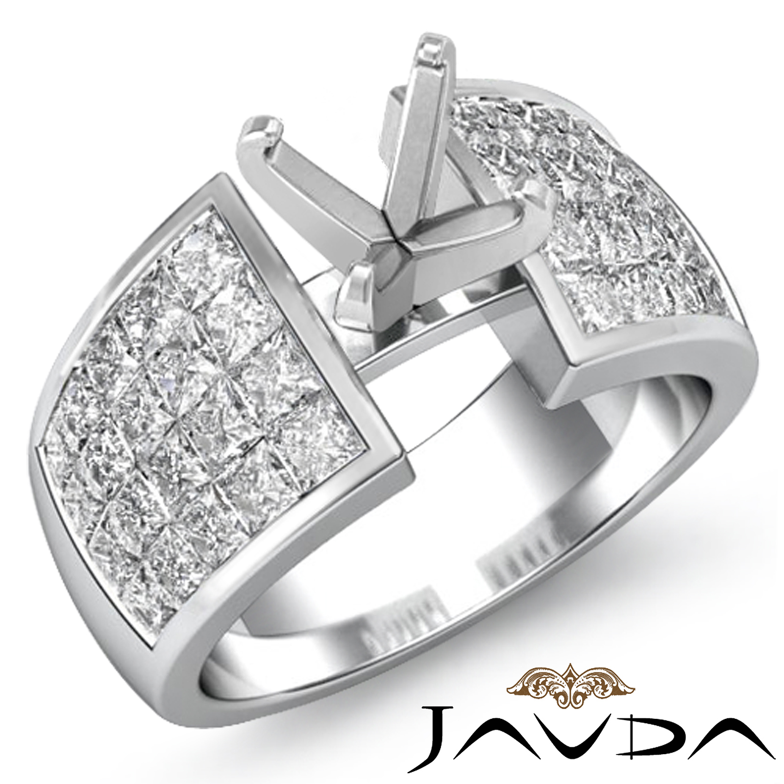 1.74Ct Diamond Engagement Women's Ring Princess Invisible Setting 14K ...