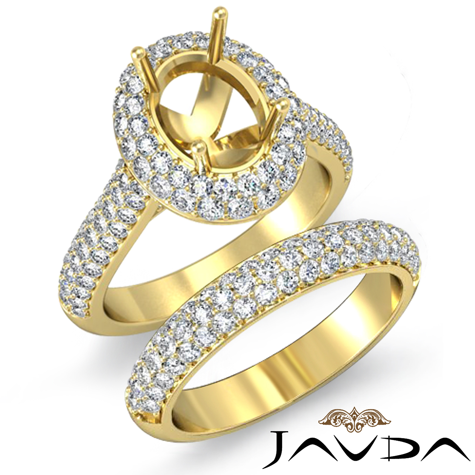 Oval Diamond Engagement Ring Wedding Bridal Set 14k Gold Semi Mount ...