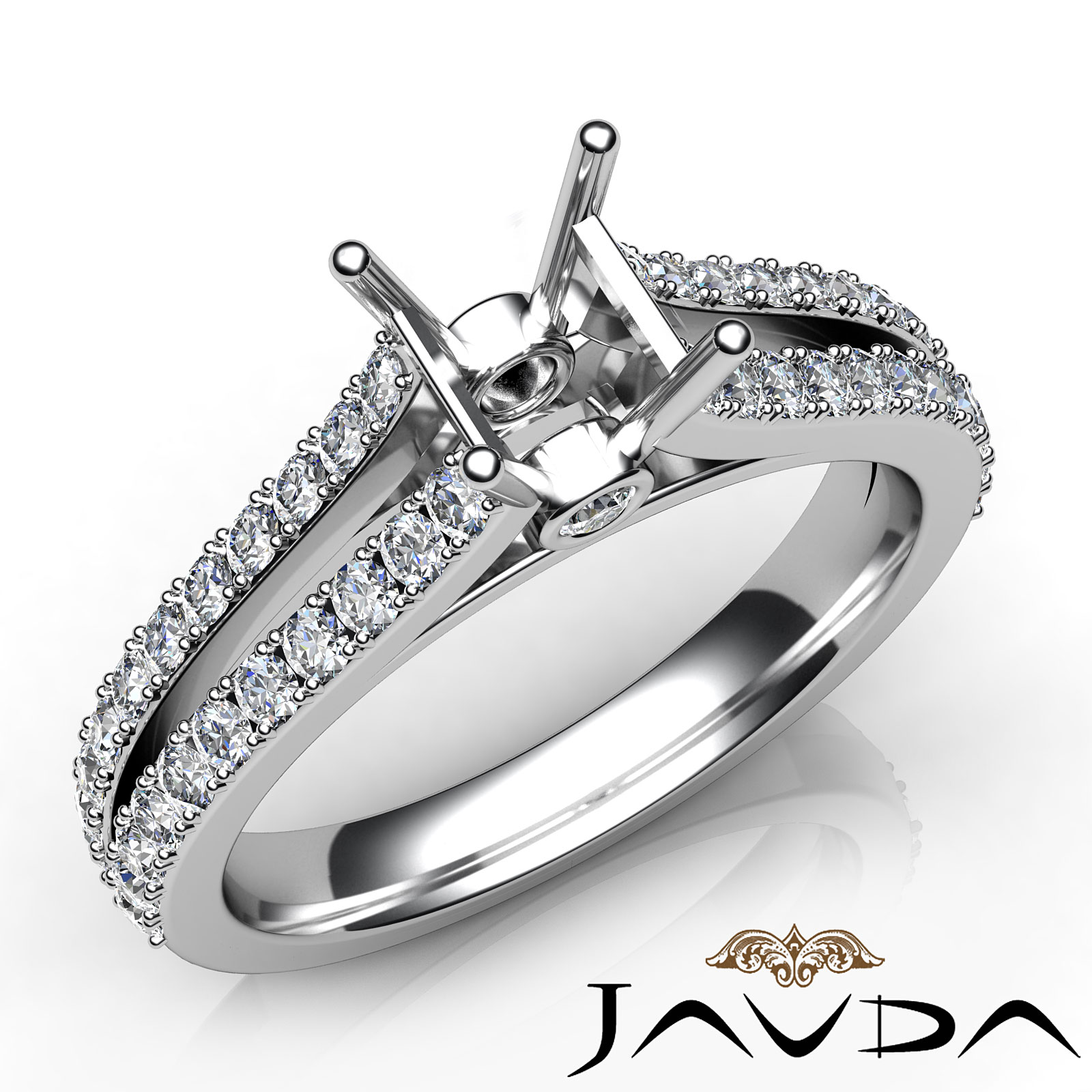 Diamond Engagement Split Shank Setting Princess SemiMount Ring Platinum ...