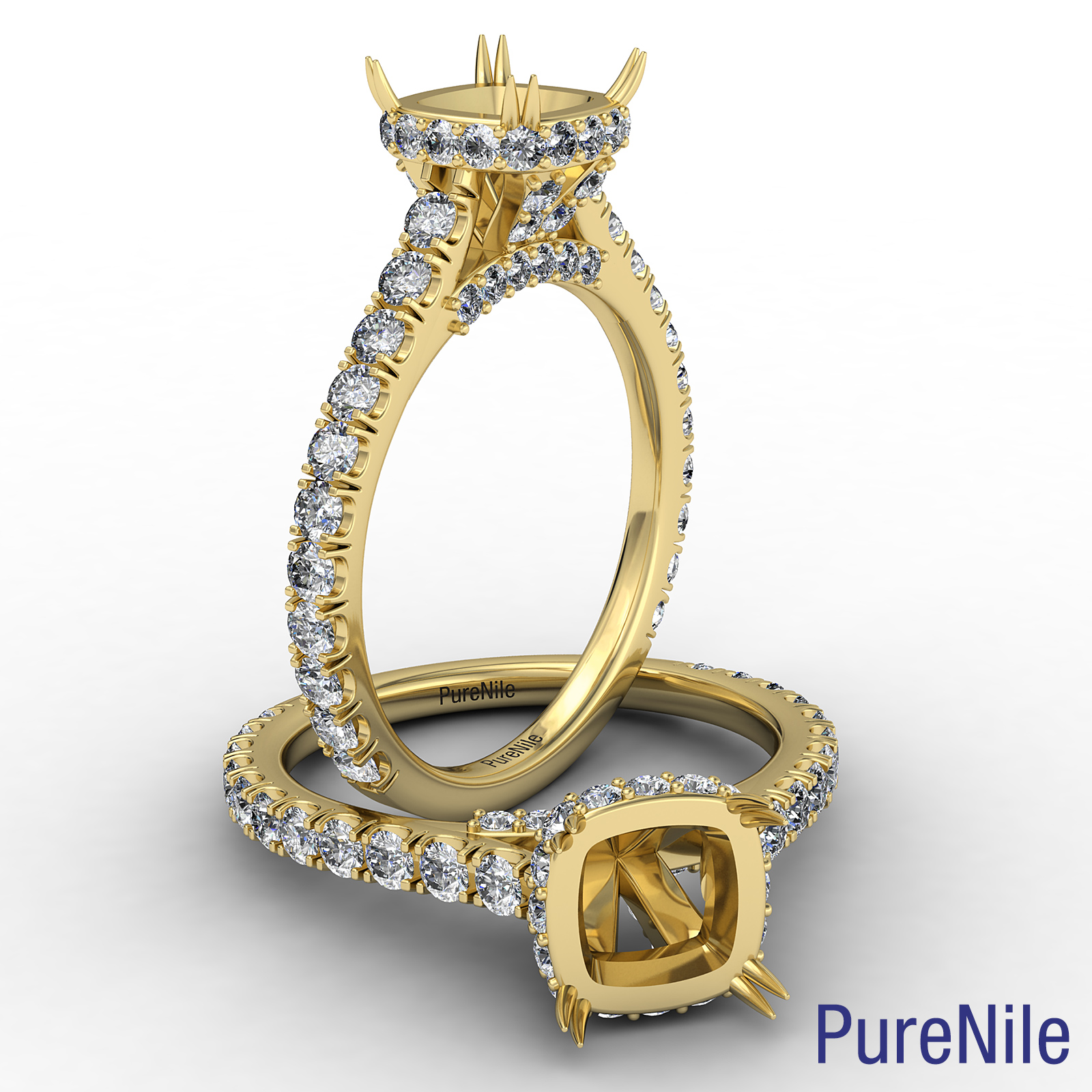 Cushion Semi Mount Circa Halo Diamond Engagement Ring 18k Gold (0.8Ct. tw.)