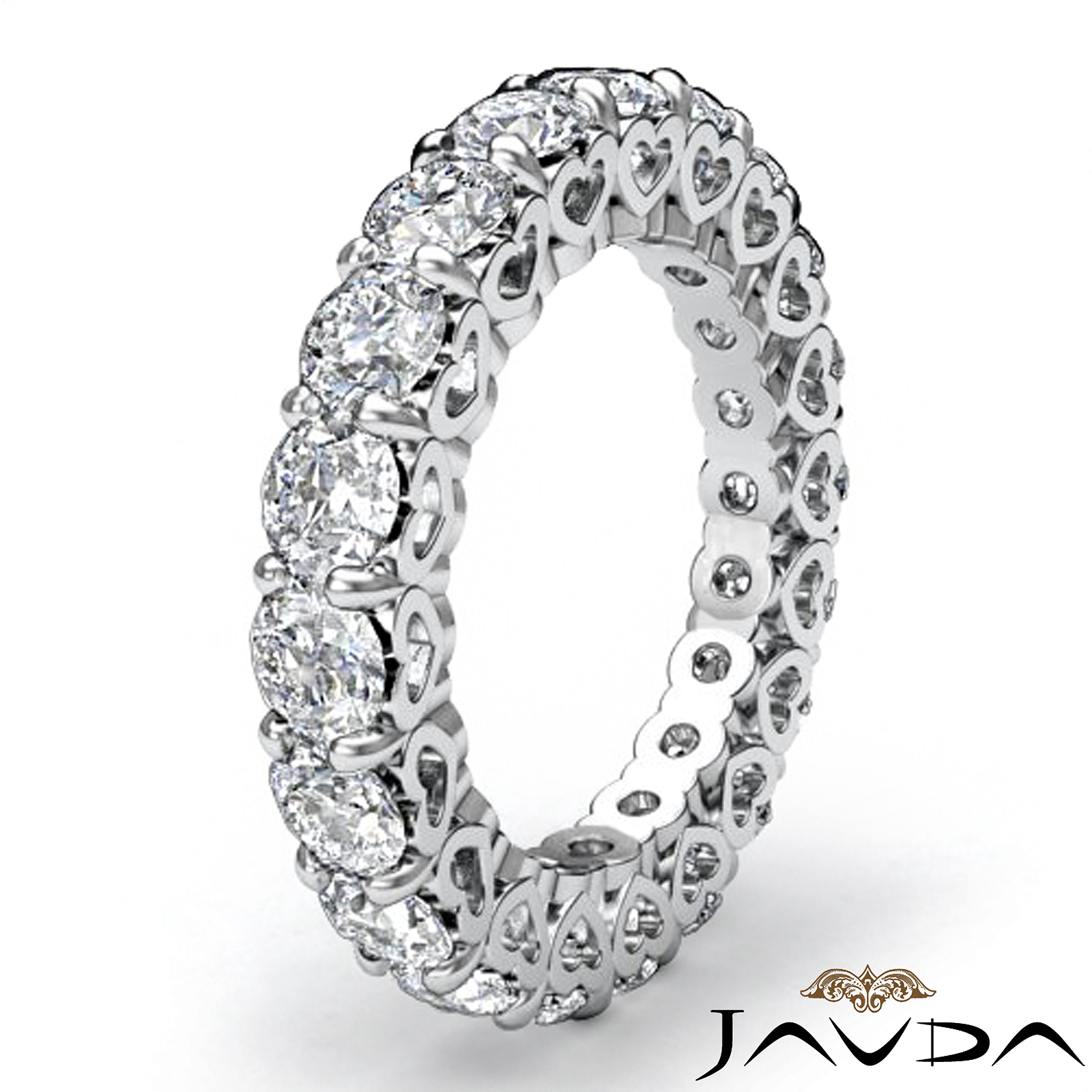 Prong Set Diamond Heart Eternity Wedding Ring 14k White Gold Women's ...