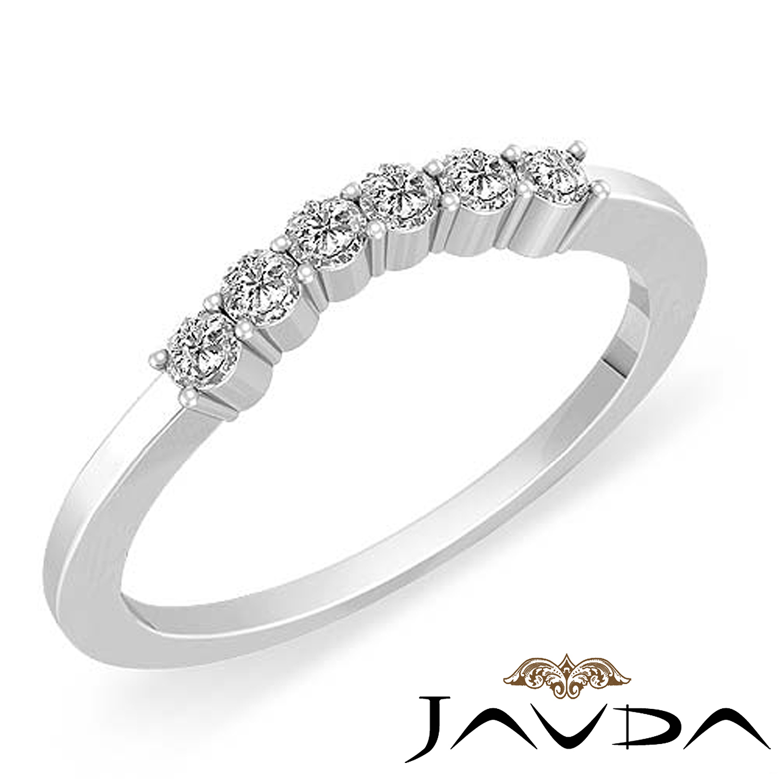 Classic Round Prong Set Diamond Half Wedding Band 14k W Gold Womens ...