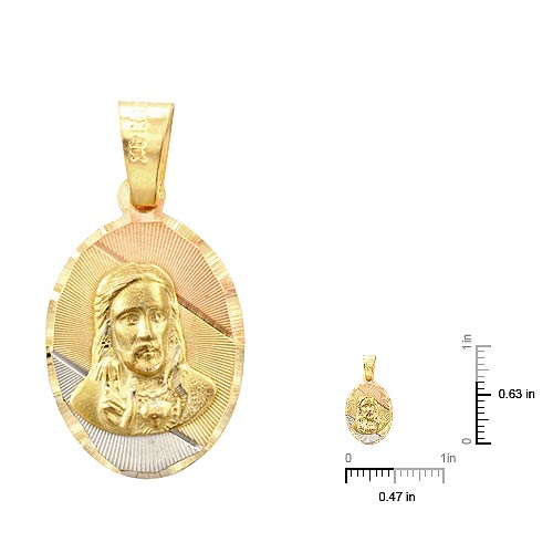 14k Yellow White Rose Gold Sacred Heart Religious Medal