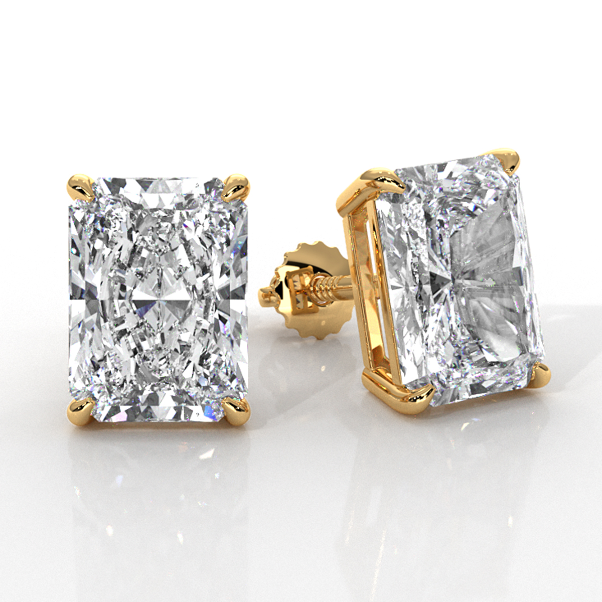 Radiant Claw Prong Lab grown Diamond IGI Stud Earring 14k Gold (8Ct. tw.)