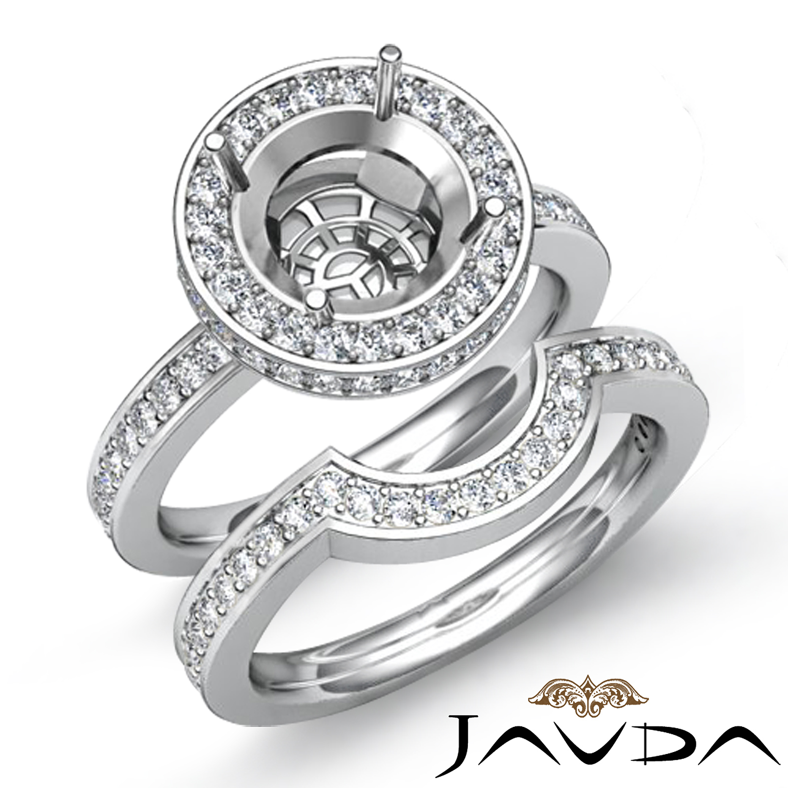 1.20 Ct Diamond Round Wedding Band Semi Mount Ring 14K White Gold Bridal Setting