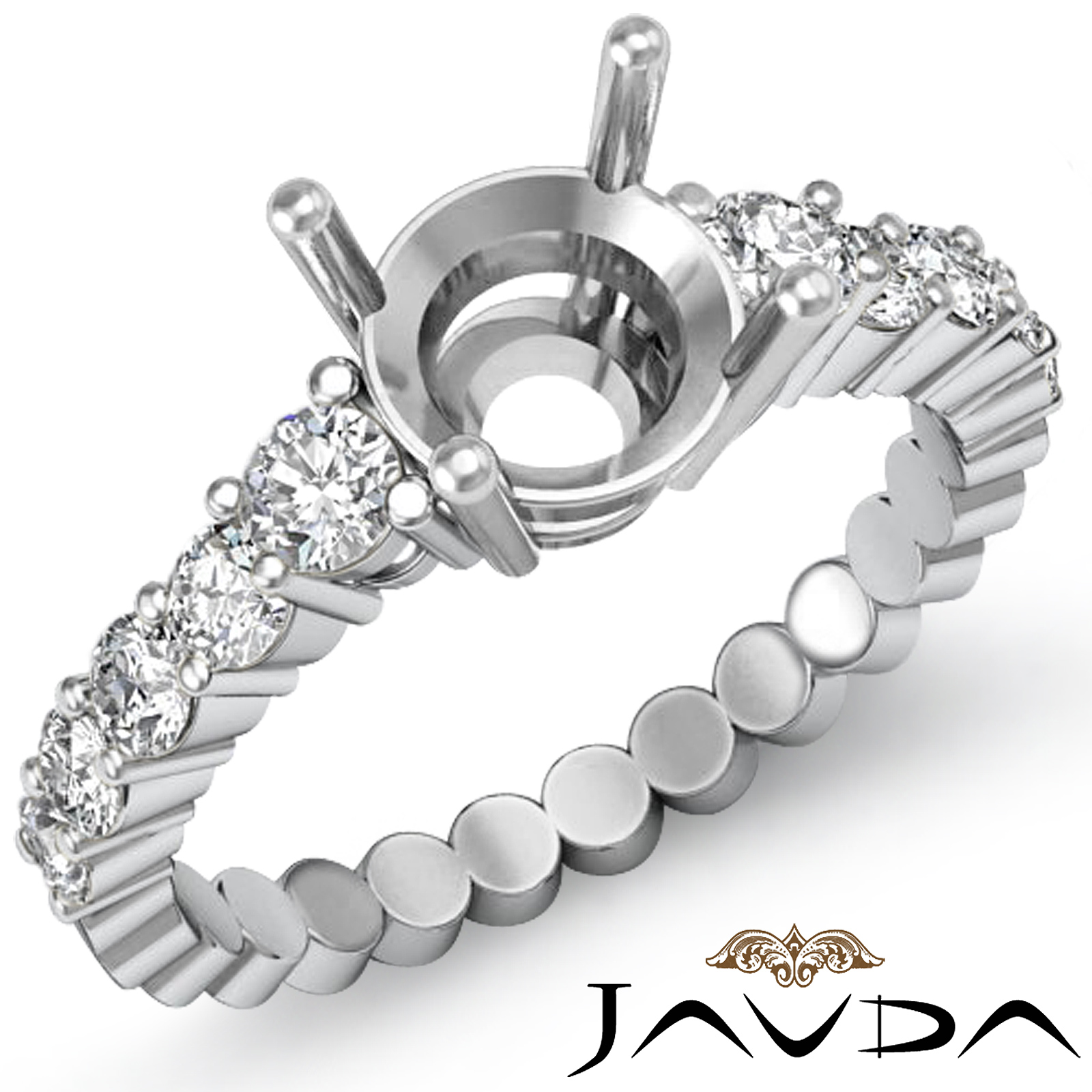 0.70 Ct Round Diamond 10 Stone Engagement Semi Mount Ring Setting 14k ...