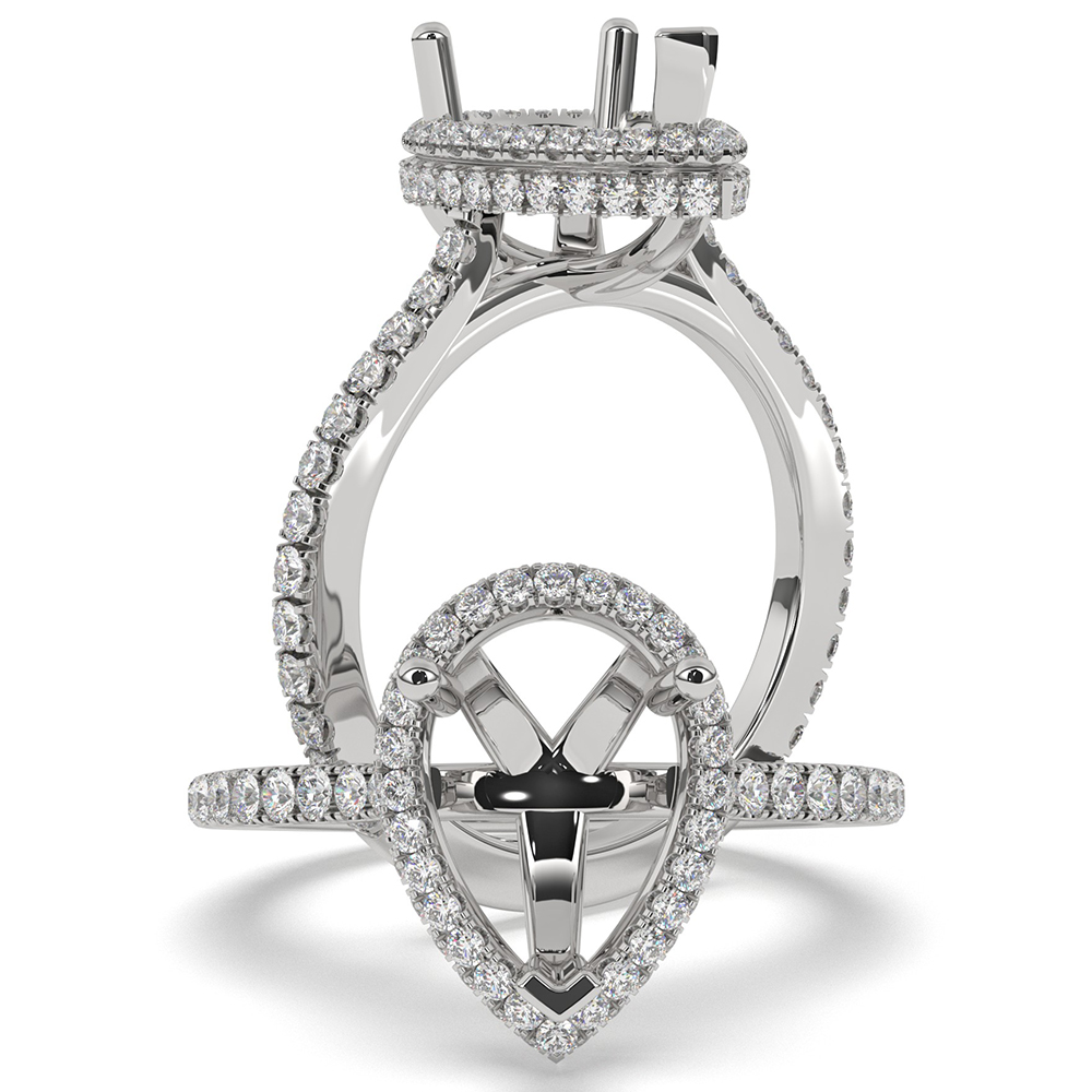 Double Halo Semi Mount Lab Grown Diamond Engagement Ring 18k W Gold (0 ...