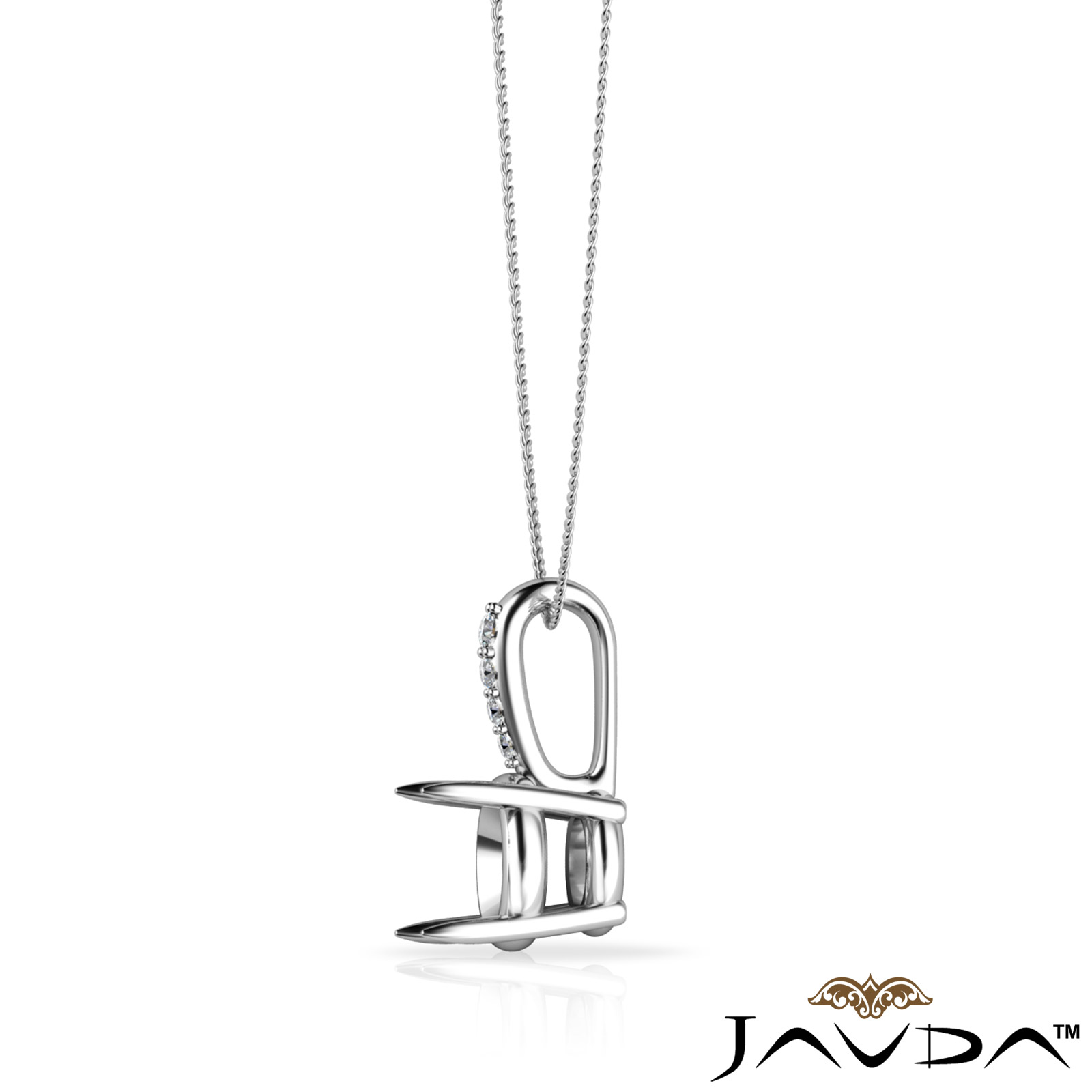 Prong Set Solitaire Round Cut Semi Mount Diamond Bail Pendant 14k White ...