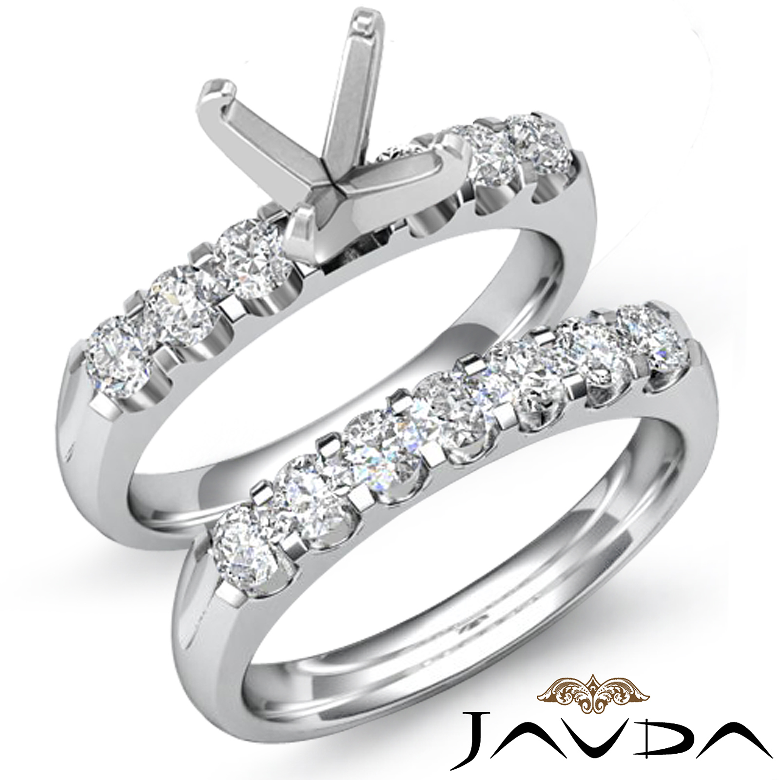 Round Diamond Women Engagement Ring Bridal Sets Platinum Semi Mount (0 ...