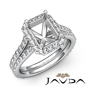 1.2C Diamond Radiant Semi Mount Engagement Ring Halo Pave Setting 14k ...