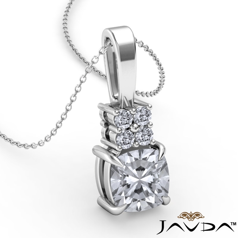 Claw Prong Bail Basket Set Cushion Diamond Engagement Pendant Platinum ...