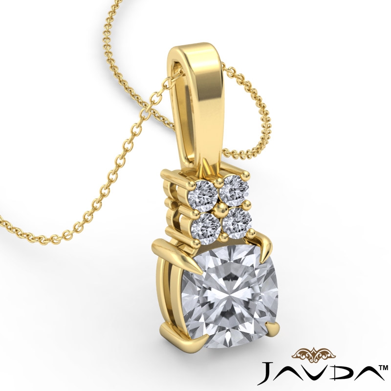 Claw Prong Bail Basket Set Cushion Diamond Engagement Pendant 14k ...