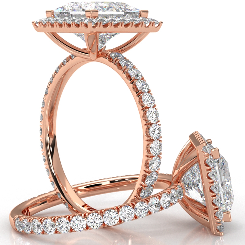Princess Diamond Engagement Ring 14k Rose Gold 1.89ctw