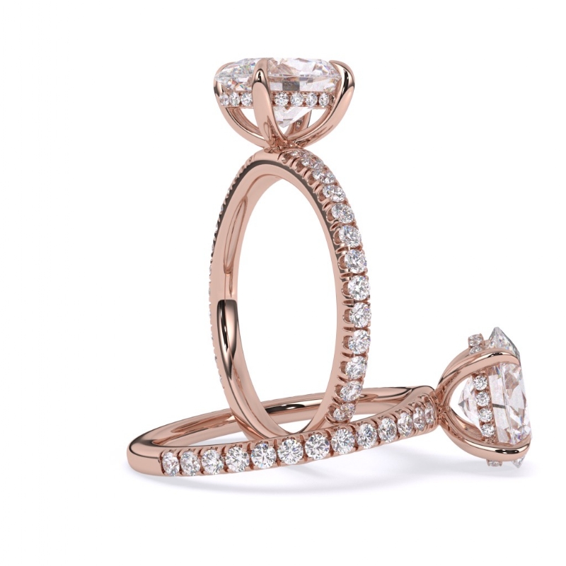 Oval Diamond Engagement Ring 14k Rose Gold 1.98ctw