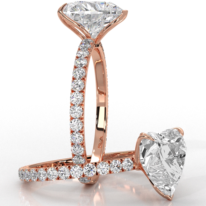 Heart Diamond Engagement Ring 18k Rose Gold 2.8ctw