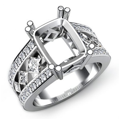 1.25Ct Princess Round Diamond Engagement Ring Radiant Semi Mount 14K ...