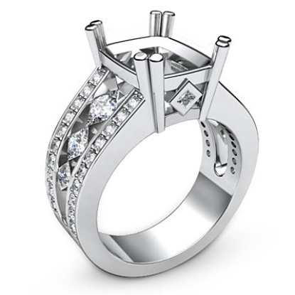 1.25Ct Princess Round Diamond Engagement Ring Radiant Semi Mount 14K ...